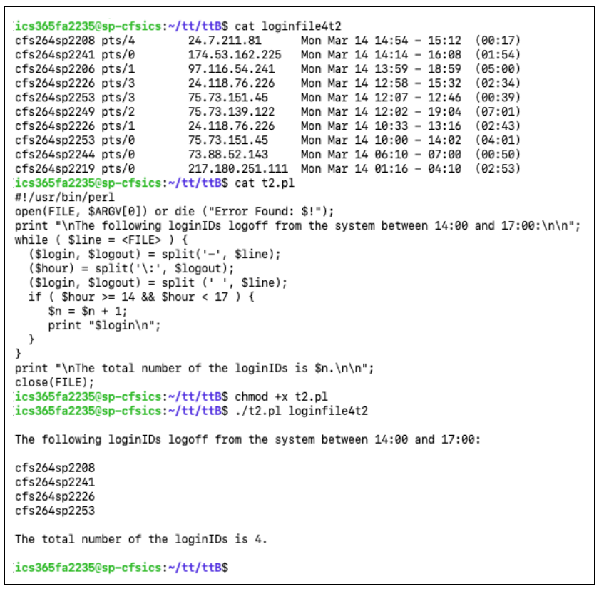Solved .Please create a data file, loginfile4t2, on Linux | Chegg.com