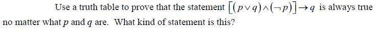 Solved Use a truth table to prove that the statement | Chegg.com