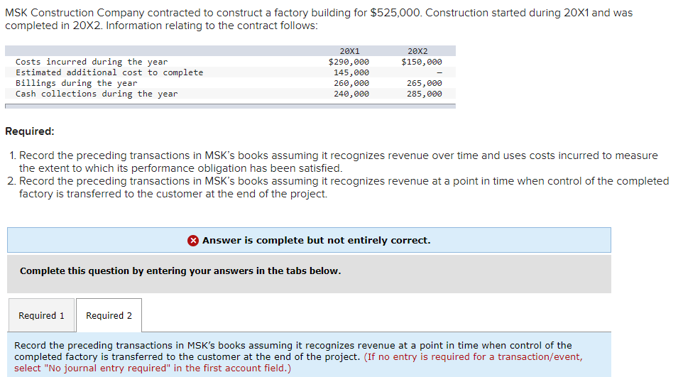 Solved MSK Construction Company contracted to construct a | Chegg.com