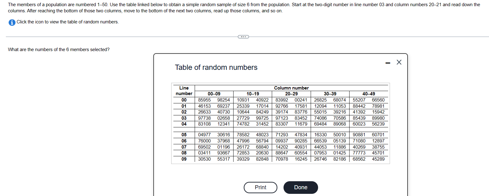 Solved The members of a population are numbered 1–50. Use | Chegg.com