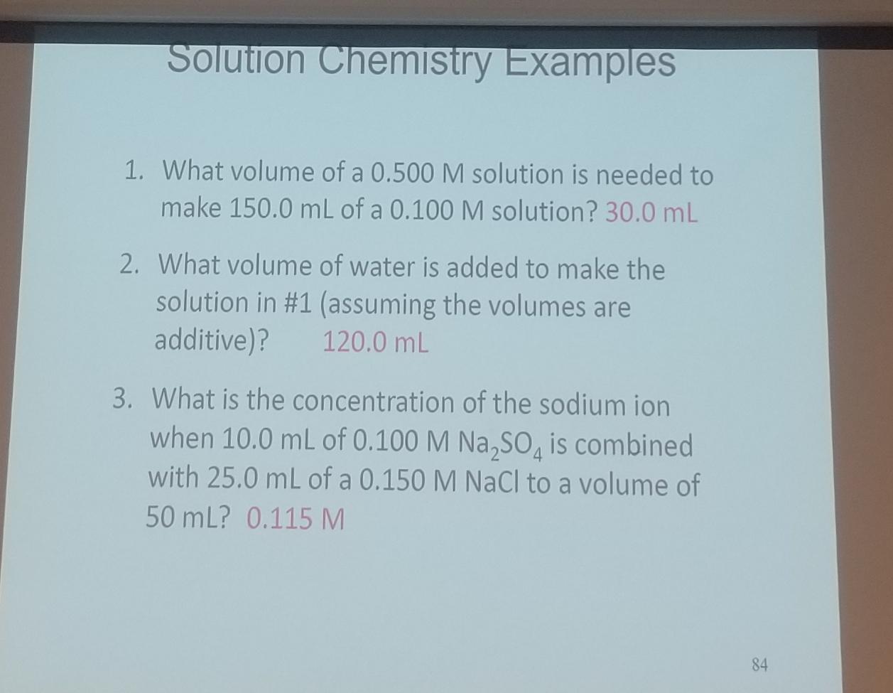Solved Solution Chemistry Examples 1. What volume of a | Chegg.com