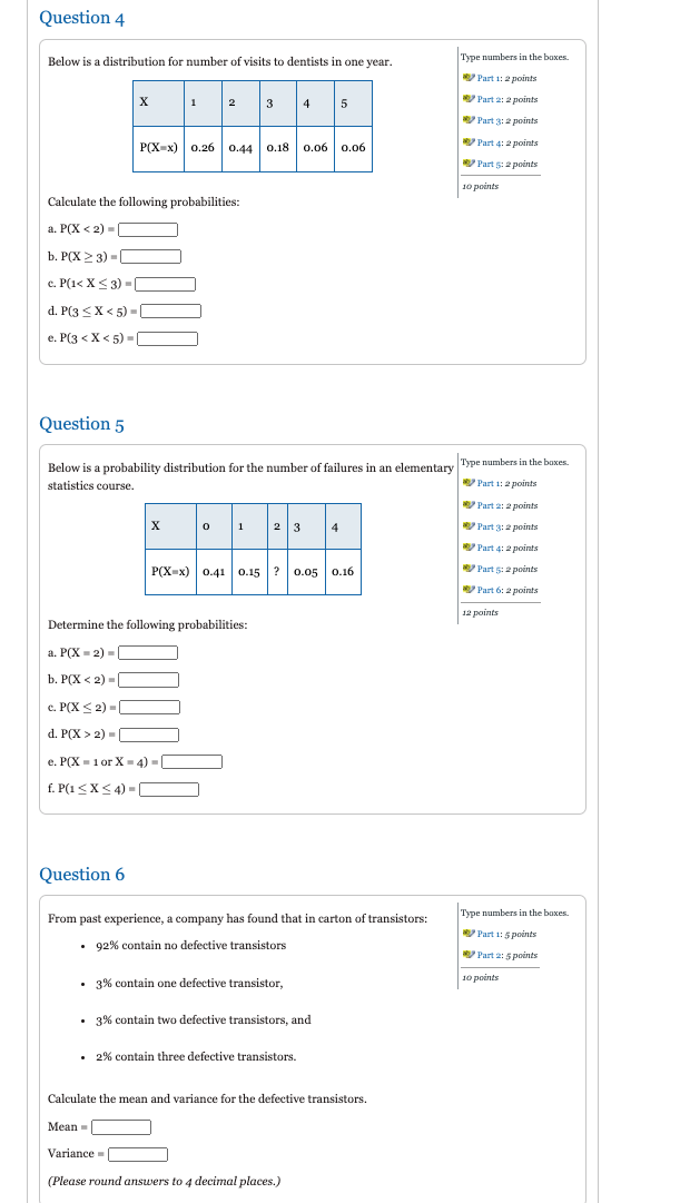 Solved Question 4 Below is a distribution for number of | Chegg.com