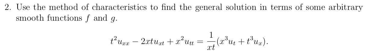 Solved 2. Use the method of characteristics to find the | Chegg.com