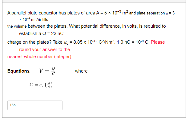 Solved A parallel plate capacitor has plates of area | Chegg.com