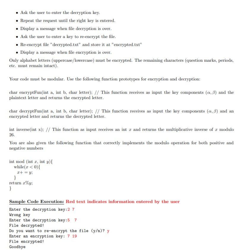 1 Affine Cipher (70 points) The Affine cipher is a | Chegg.com