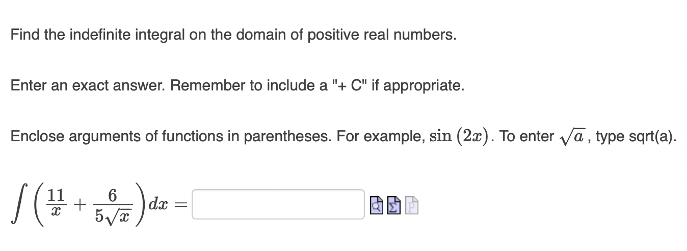 Solved Find the indefinite integral on the domain of | Chegg.com