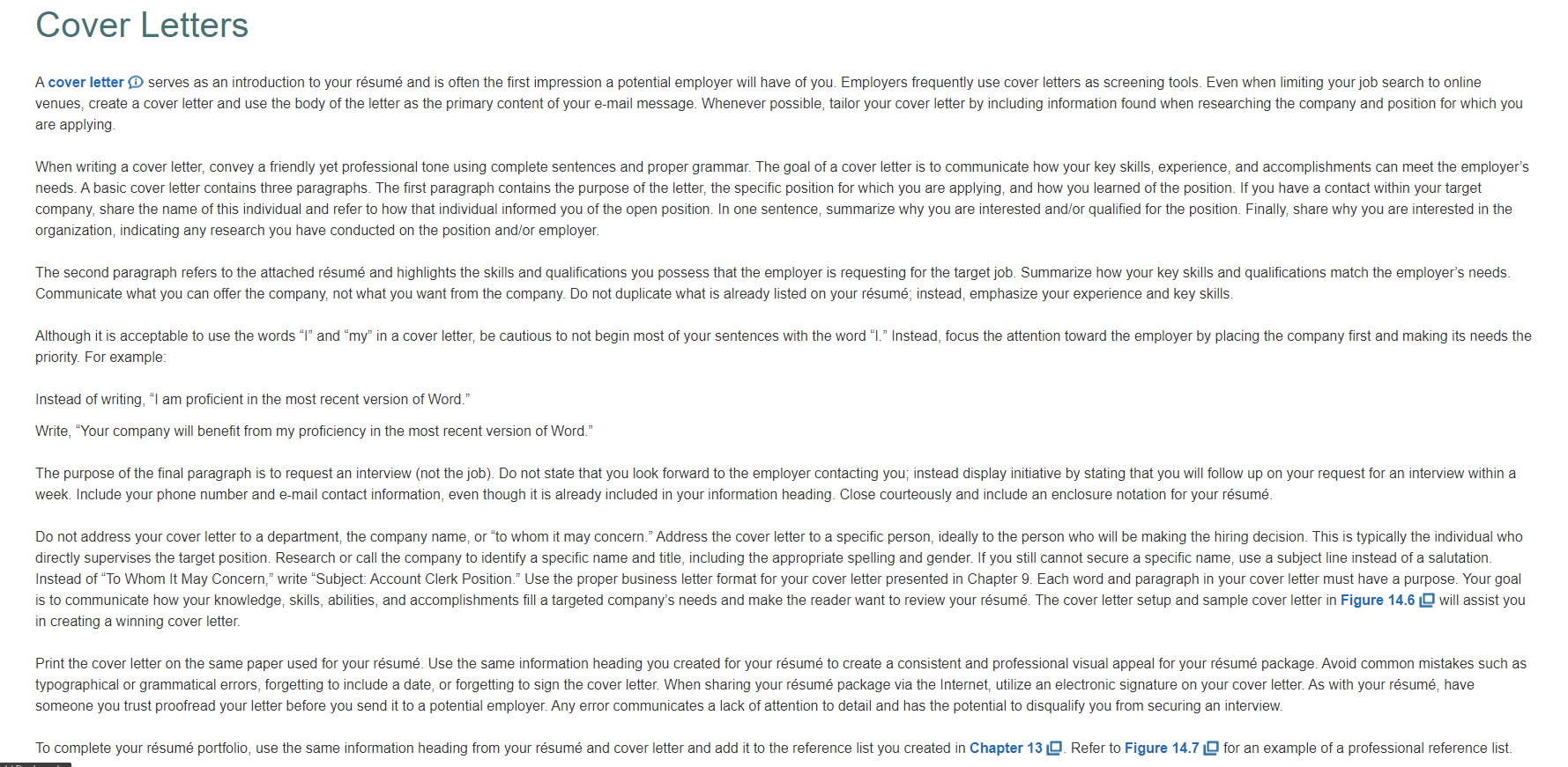 Solved Create A Cover Letter For A Job For Which You Would Chegg
