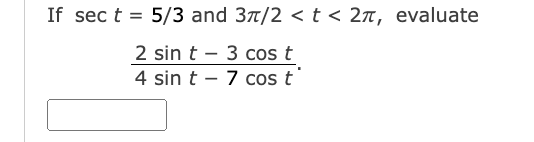 Solved If sect=5/3 and 3π/2 | Chegg.com