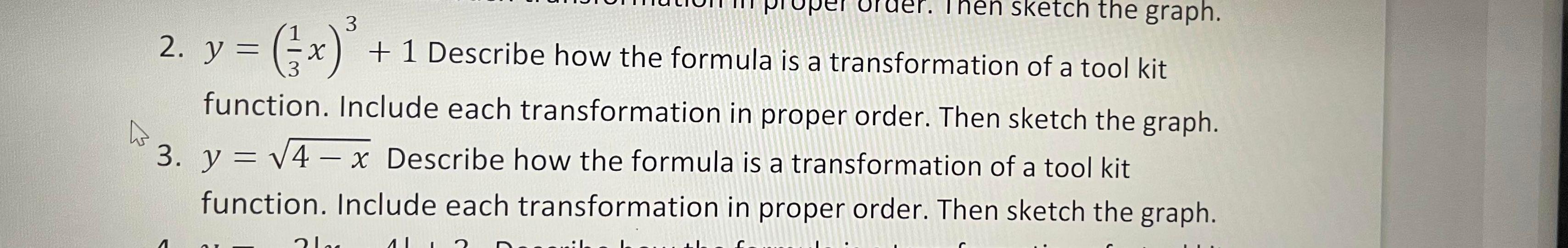 Solved 2. y=(31x)3+1 Describe how the formula is a | Chegg.com