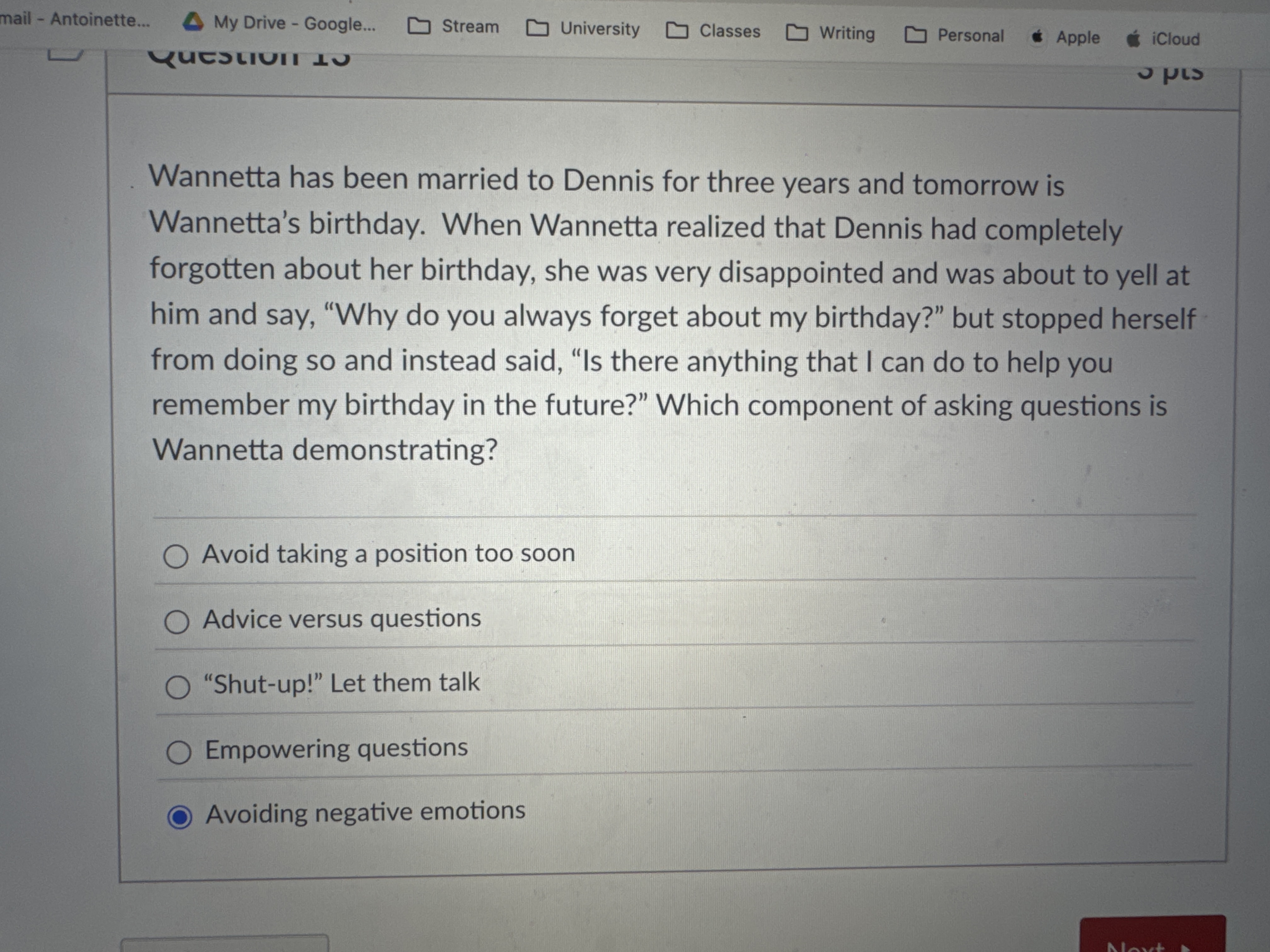 Solved Wannetta has been married to Dennis for three years | Chegg.com