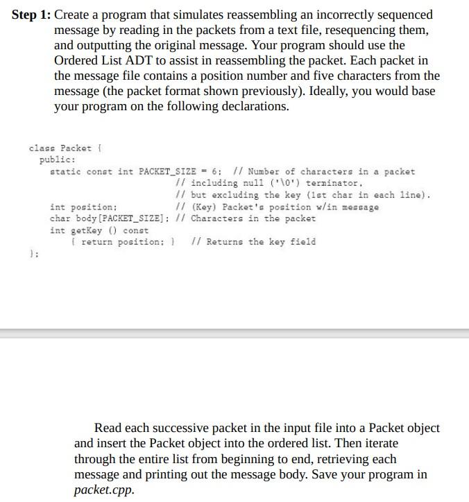 Solved Please use C++ Here's the Ordered List | Chegg.com