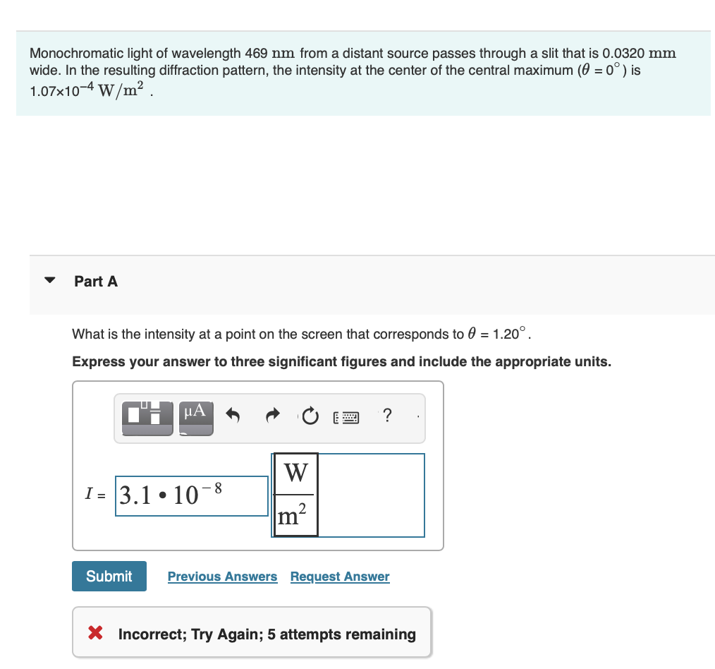 Solved Monochromatic light of wavelength 469 nm from a | Chegg.com