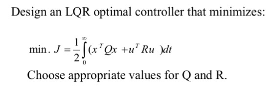 Solved Design an LQR optimal controller that minimizes: | Chegg.com