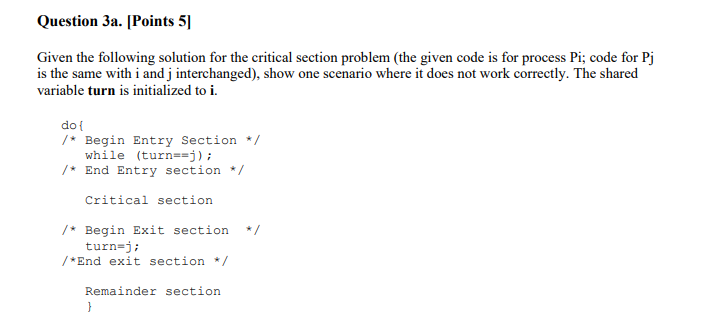 Question 3a. [Points 5] Given the following solution | Chegg.com