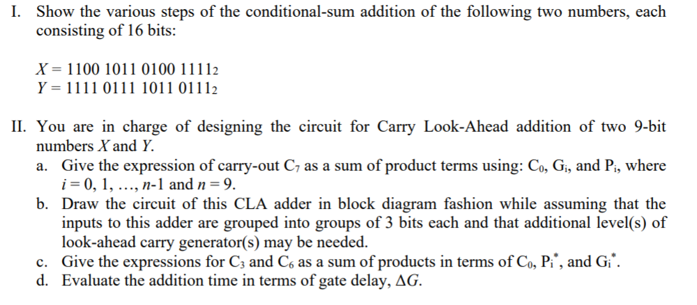 I. Show the various steps of the conditional-sum | Chegg.com