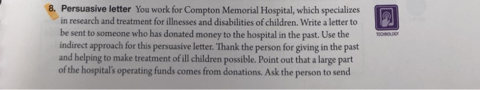 Solved Persuasive letter You work for Compton Memorial | Chegg.com