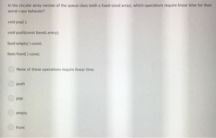 Solved In the linked list implementation of the queue class, | Chegg.com