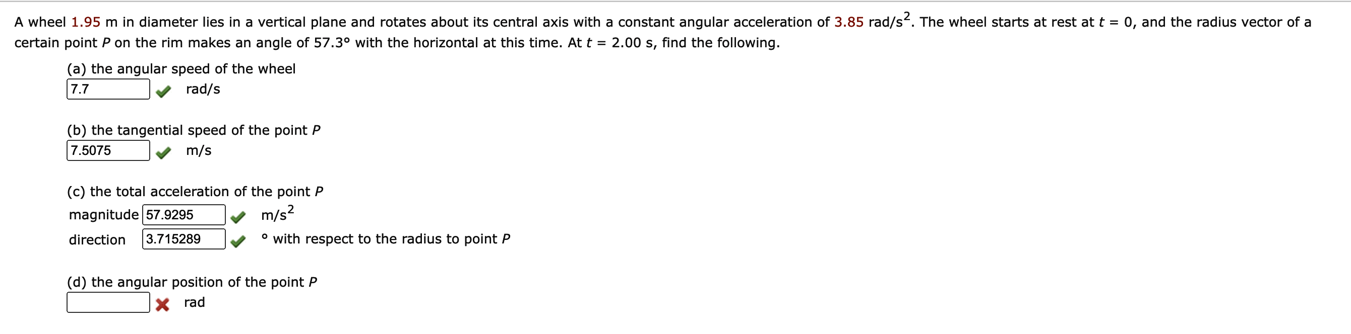Solved A wheel 1.95 m in diameter lies in a vertical | Chegg.com