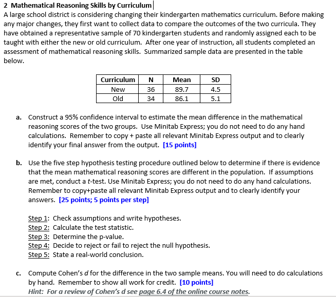Solved 2 Mathematical Reasoning Skills by Curriculum A large | Chegg.com