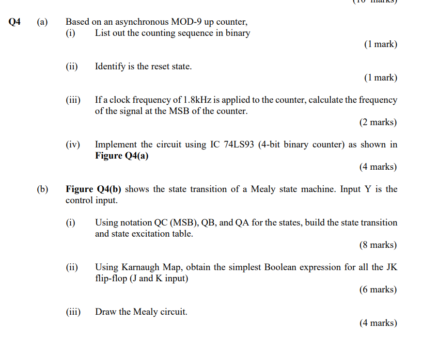 Solved (a) Based on an asynchronous MOD-9 up counter, (i) | Chegg.com