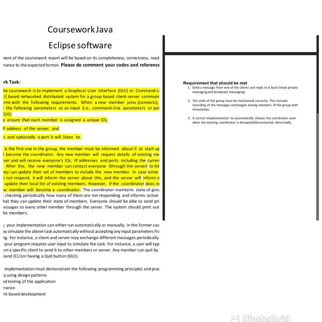Solved nent of the coursework report will be based on its | Chegg.com