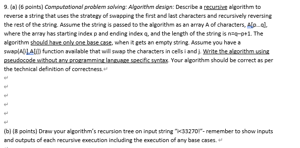 Solved 9. (a) (6 points) Computational problem solving: | Chegg.com