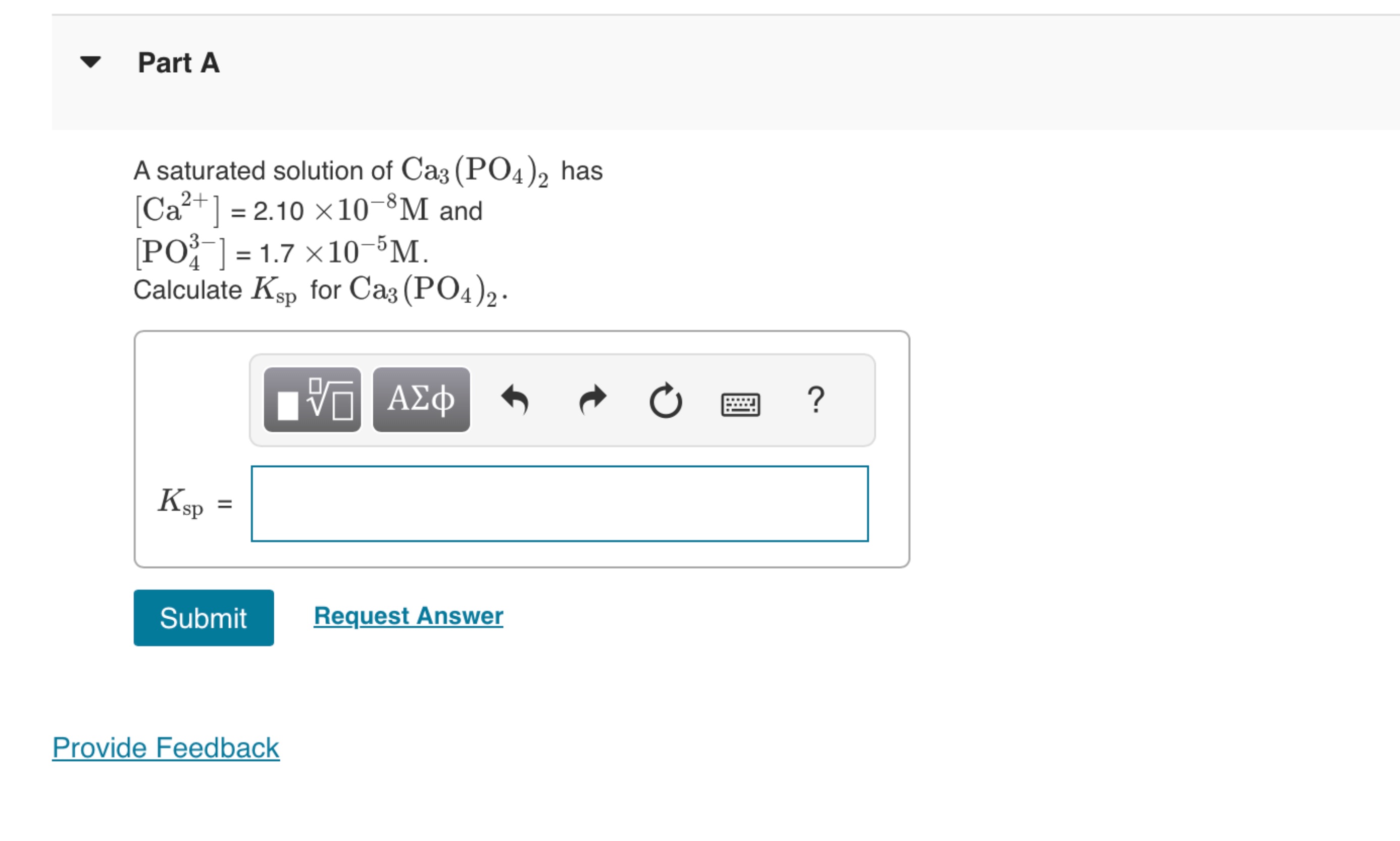 Solved Part AA saturated solution of Ca3(PO4)2 | Chegg.com