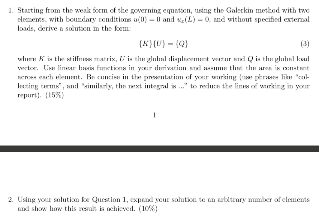Solved Section 1: Finite Element Derivation and Validation | Chegg.com