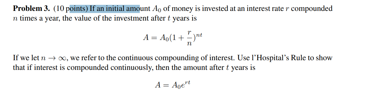 Solved Problem 3. (10 points) If an initial amount A0 of | Chegg.com