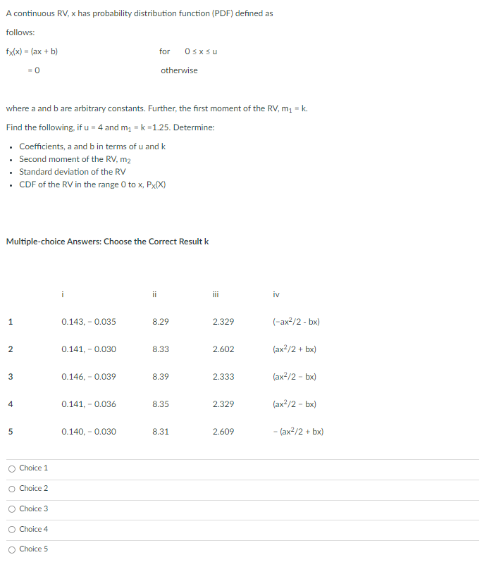 Solved fX(x)=(ax+b)=0 for 0≤x≤u otherwise where a and b are | Chegg.com
