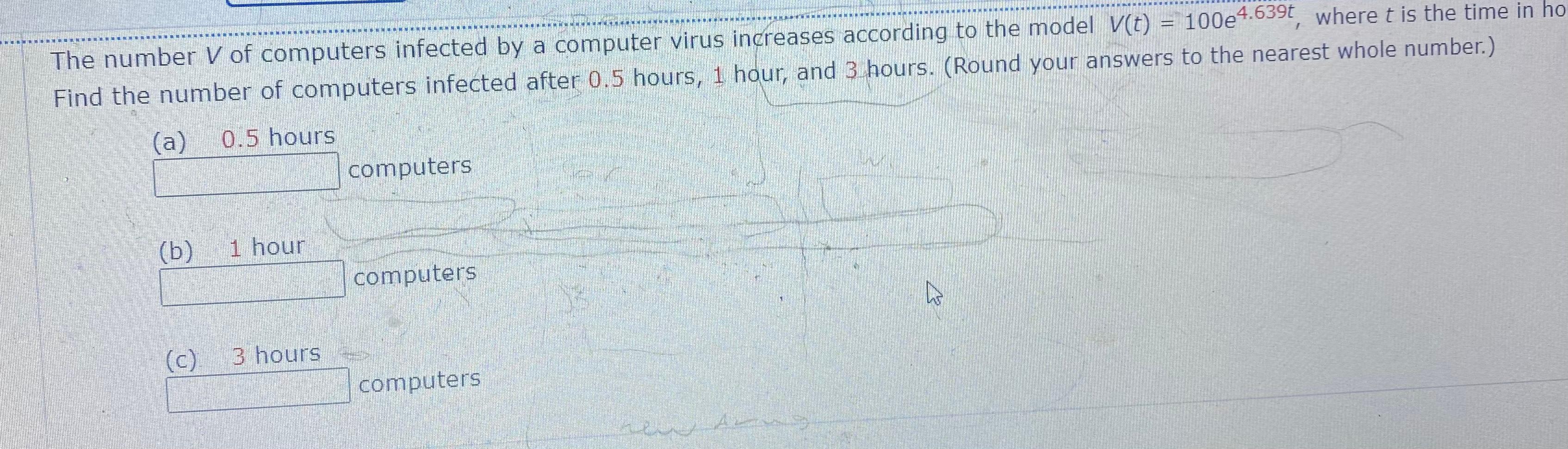 Solved The number V of computers infected by a computer | Chegg.com