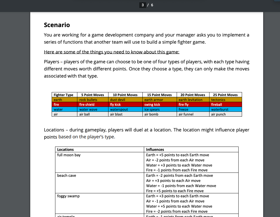 Solved 3 / 6 Scenario You are working for a game development | Chegg.com
