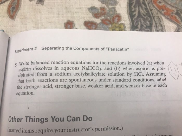 Solved riment 2 Separating the Components of "Panacetin" s | Chegg.com