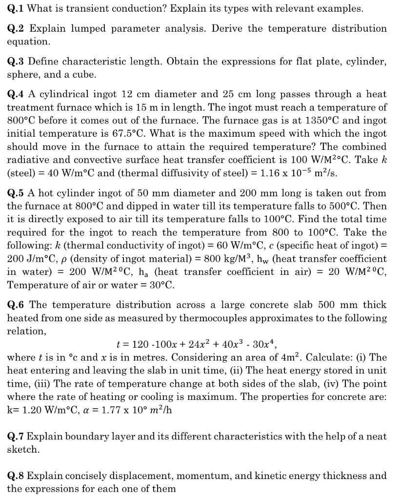 Solved Q.1 What is transient conduction? Explain its types | Chegg.com