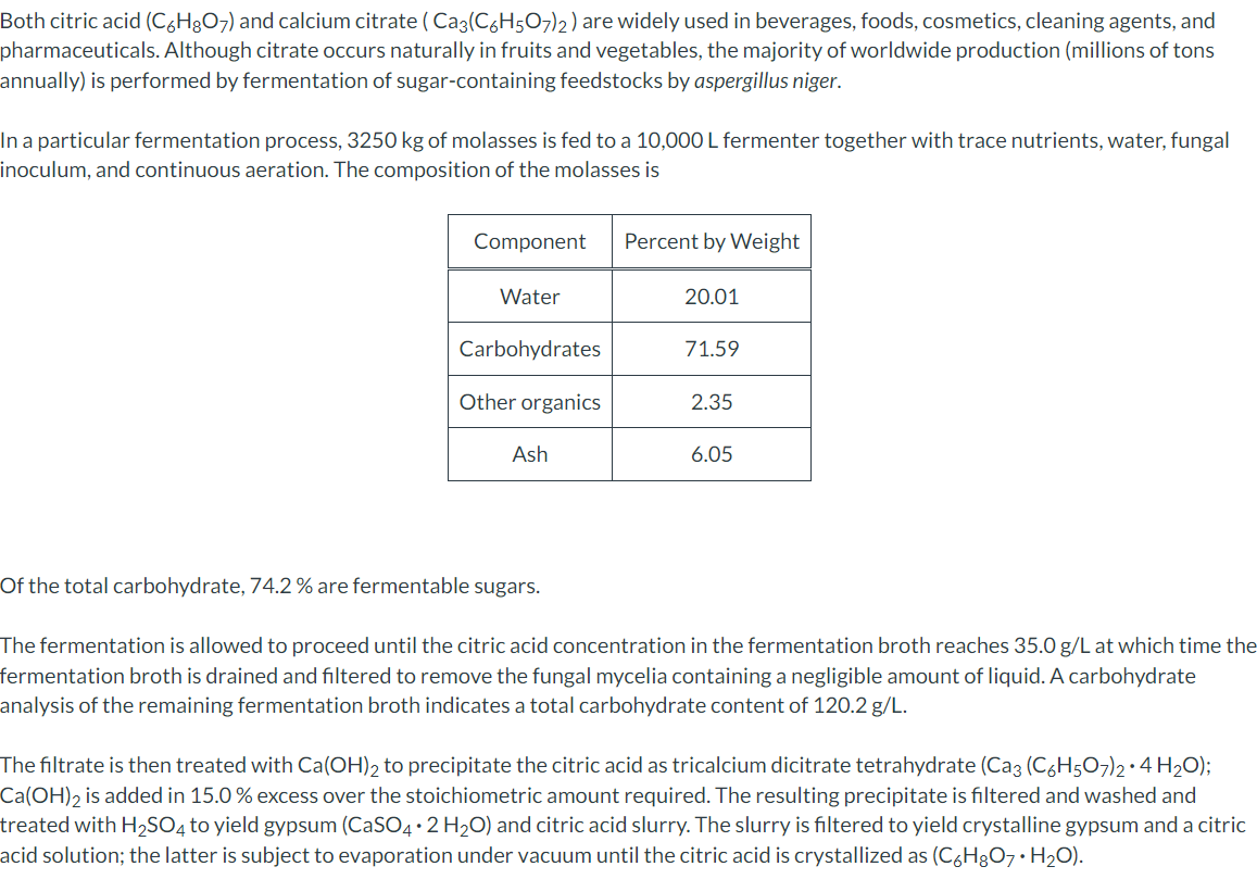 Solved Both citric acid (C6H8O7) and calcium citrate | Chegg.com