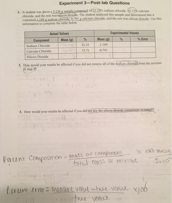 Solved Experiment 3-Post-lab Questions 1. A student was | Chegg.com