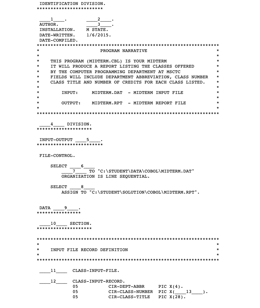 IDENTIFICATION DIVISION. AUTHOR. 1⋅ INSTALLATION. | Chegg.com