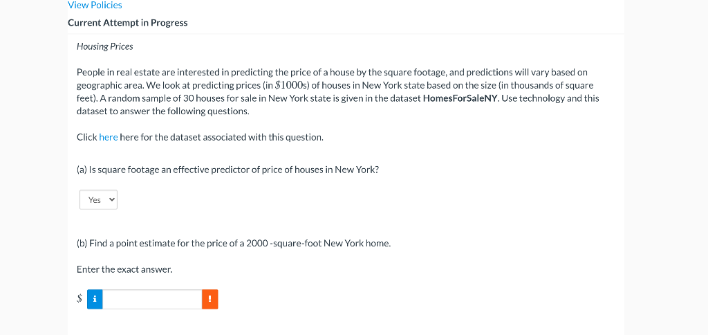 Solved View Policies Current Attempt in Progress Housing | Chegg.com