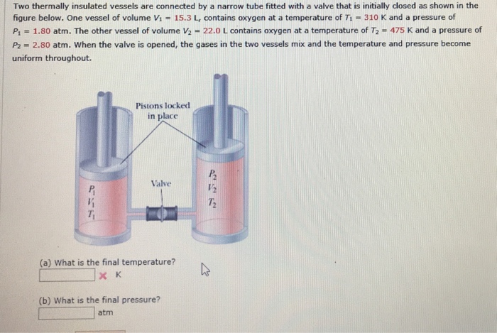 Solved Two thermally insulated vessels are connected by a | Chegg.com