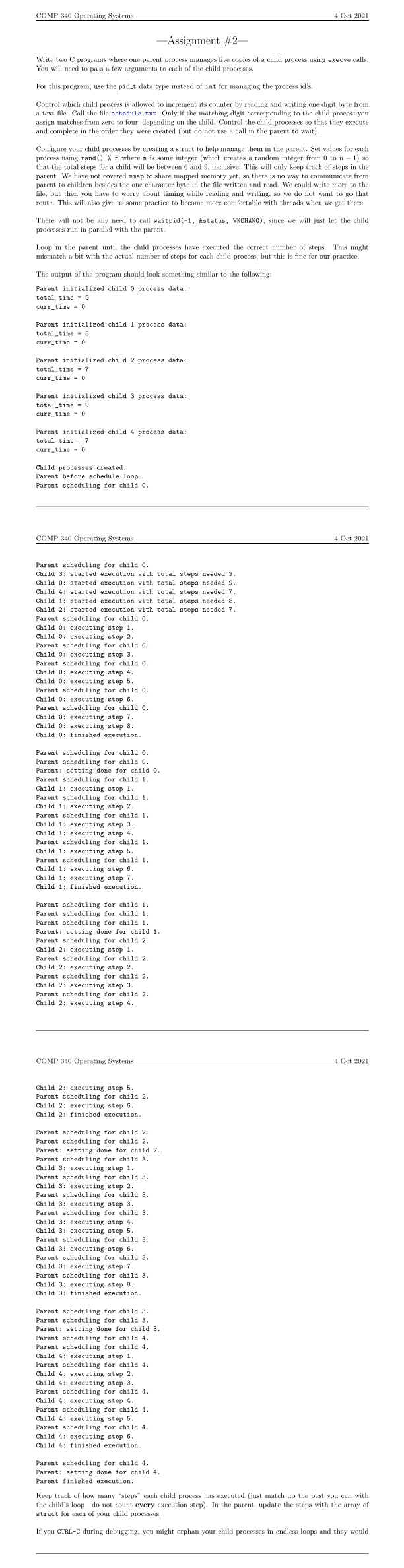 Solved COMP 340 Operating Systems 4 Oct 2021 - Assignment | Chegg.com