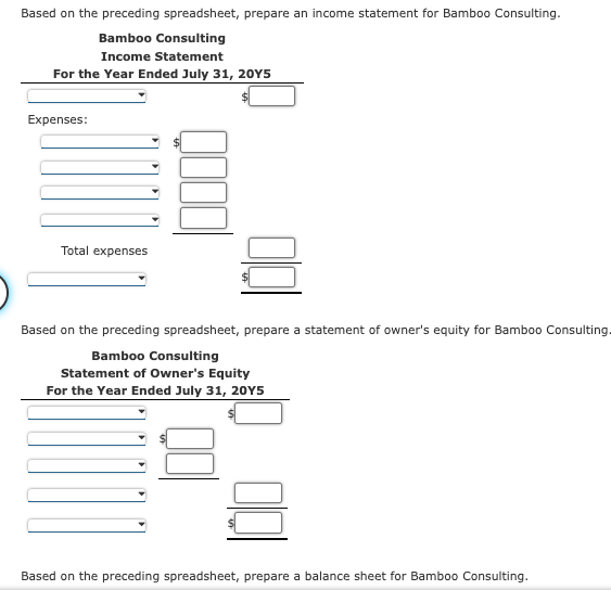 Solved Bamboo Consulting Based on the preceding | Chegg.com