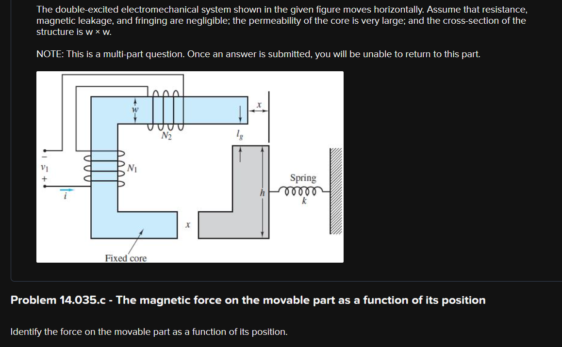 Solved The double-excited electromechanical system shown in | Chegg.com