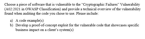 Solved Choose a piece of software that is vulnerable to the | Chegg.com