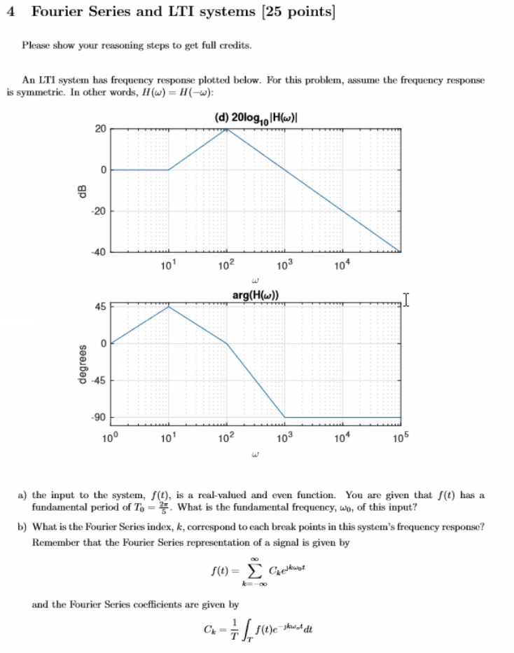 Solved 4 Fourier Series and LTI systems (25 points) Please | Chegg.com