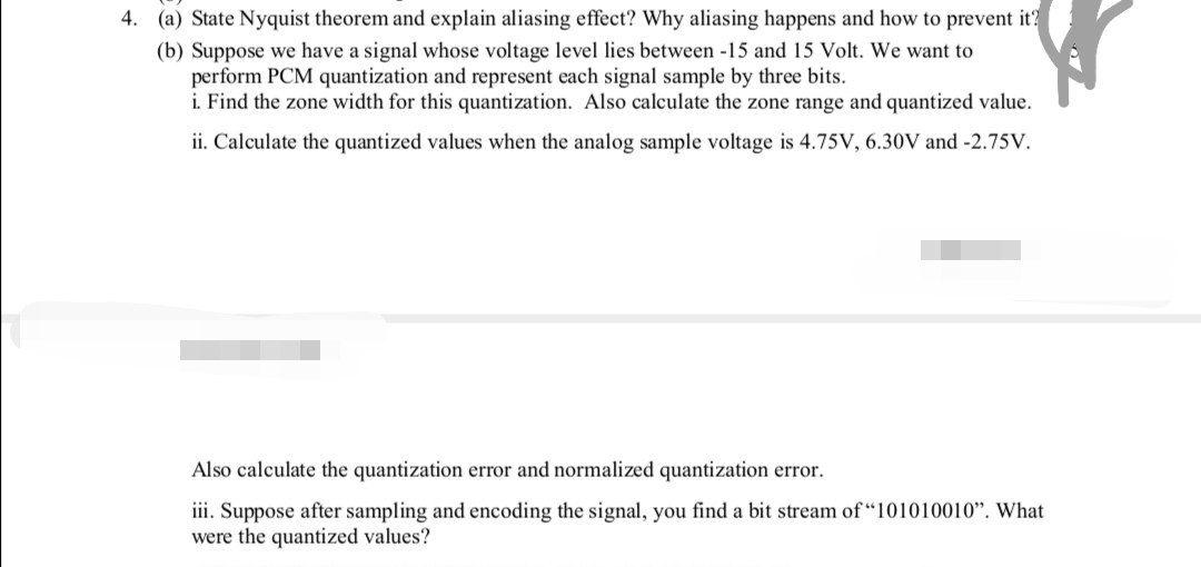 Solved 4. (a) State Nyquist theorem and explain aliasing | Chegg.com