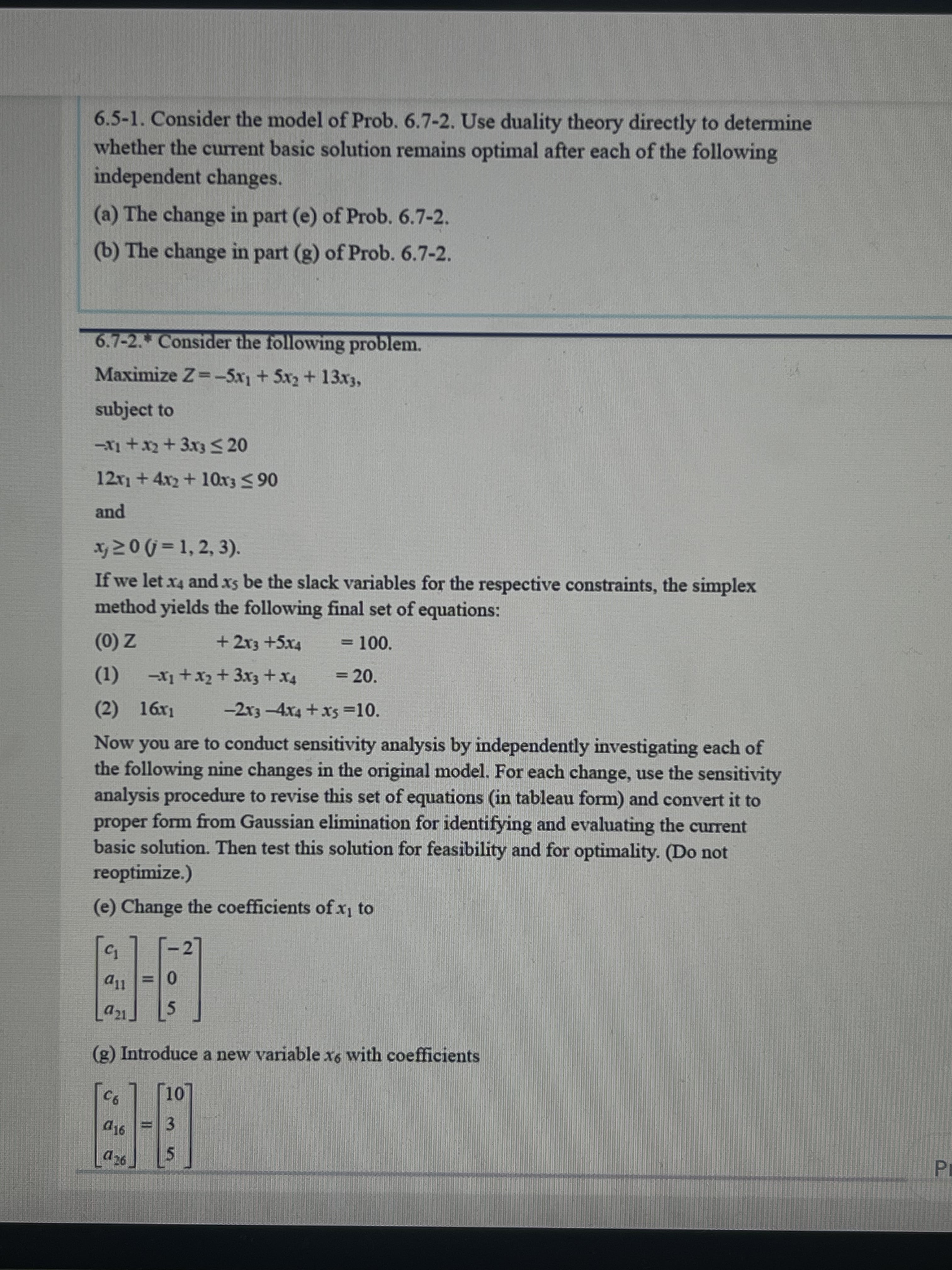Solved 6.5-1. ﻿Consider the model of ﻿Prob. 6.7-2. ﻿Use | Chegg.com