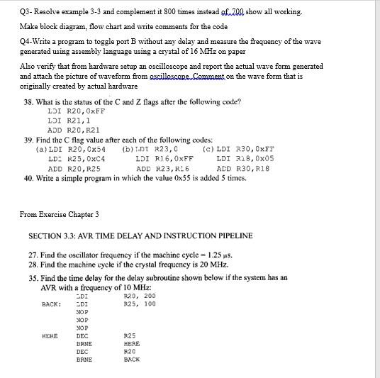 Q3-Resolve example 3-3 and complement it 800 times | Chegg.com