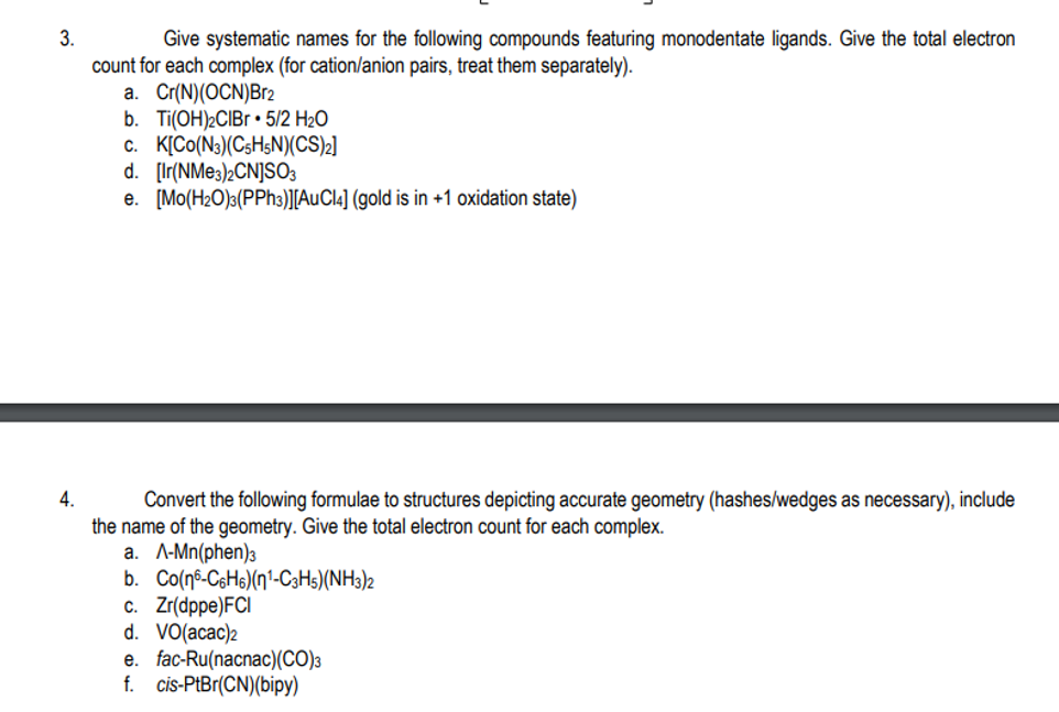 Solved Give systematic names for the following compounds | Chegg.com