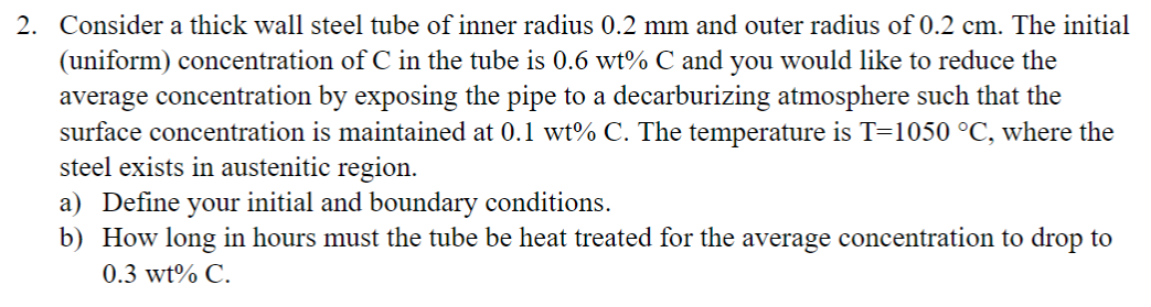 2. Consider a thick wall steel tube of inner radius | Chegg.com