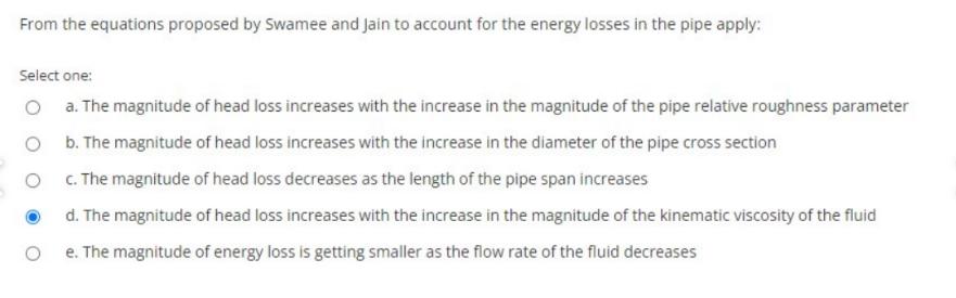Solved From the equations proposed by Swamee and Jain to | Chegg.com